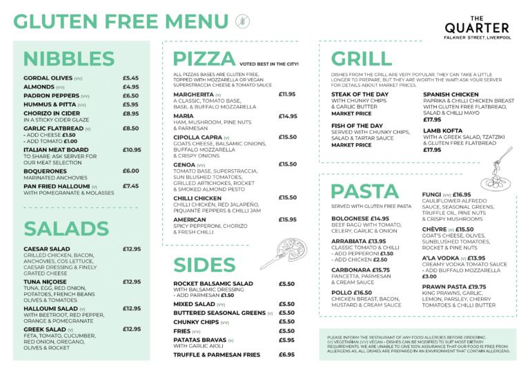 Menu – The Quarter