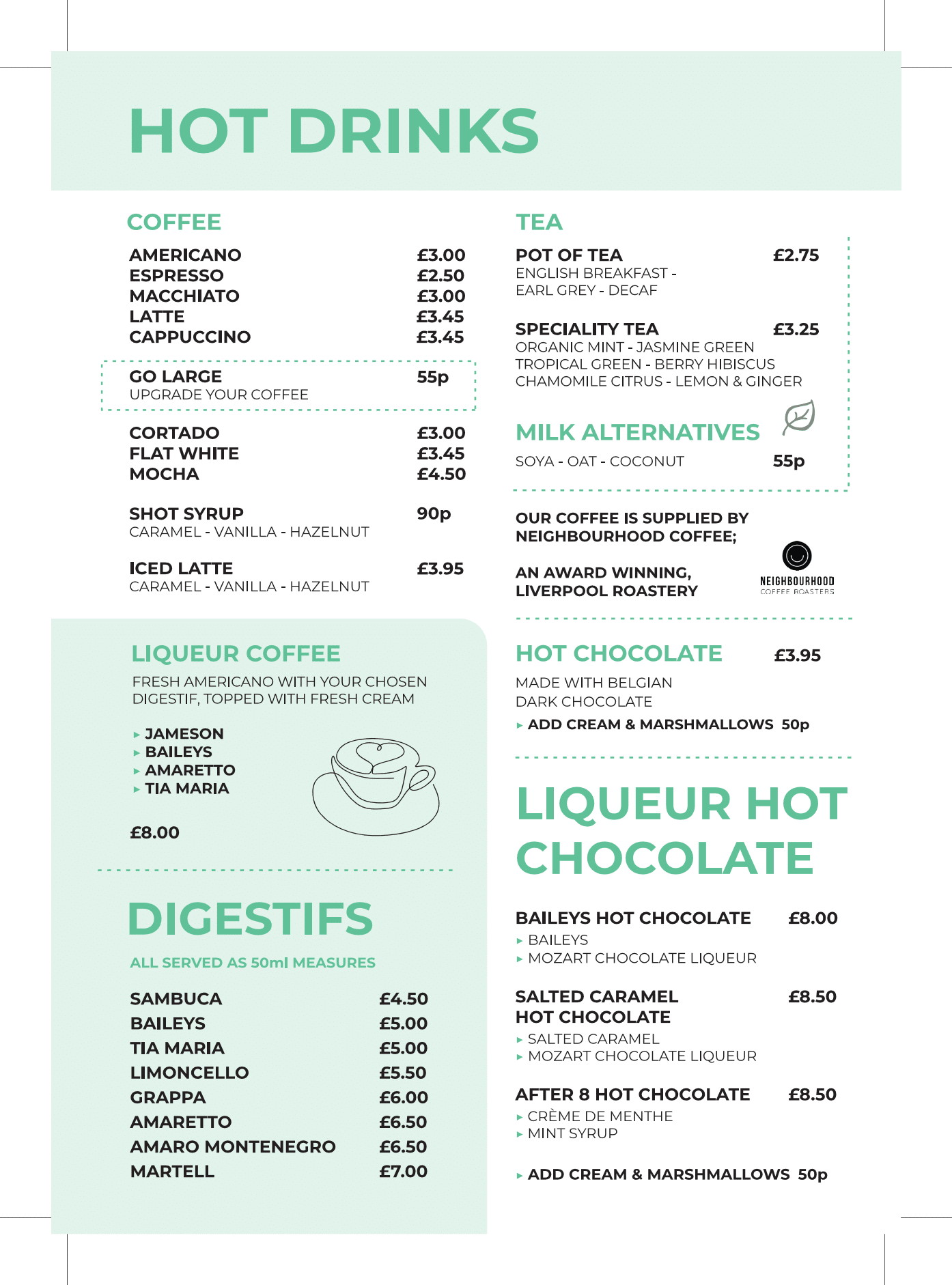 Menu – The Quarter