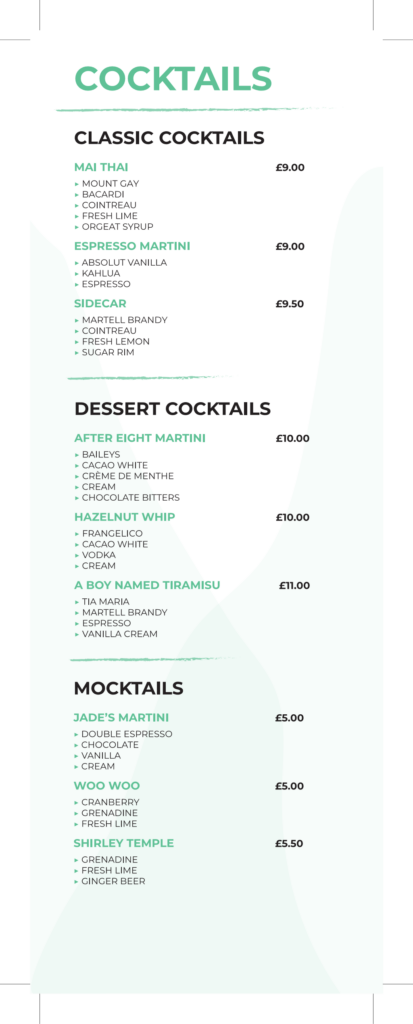 Menu – The Quarter