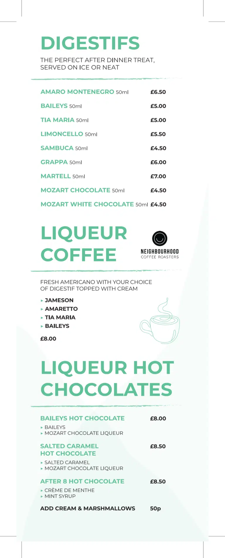 Menu – The Quarter