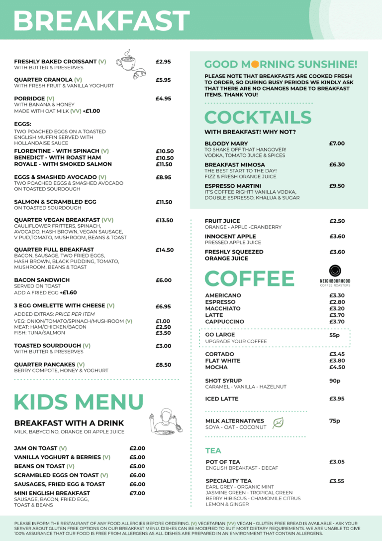 Menu – The Quarter