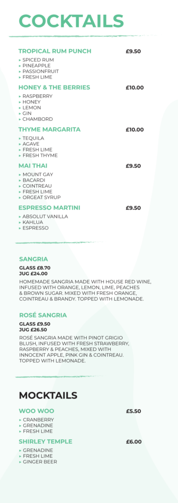 Menu – The Quarter