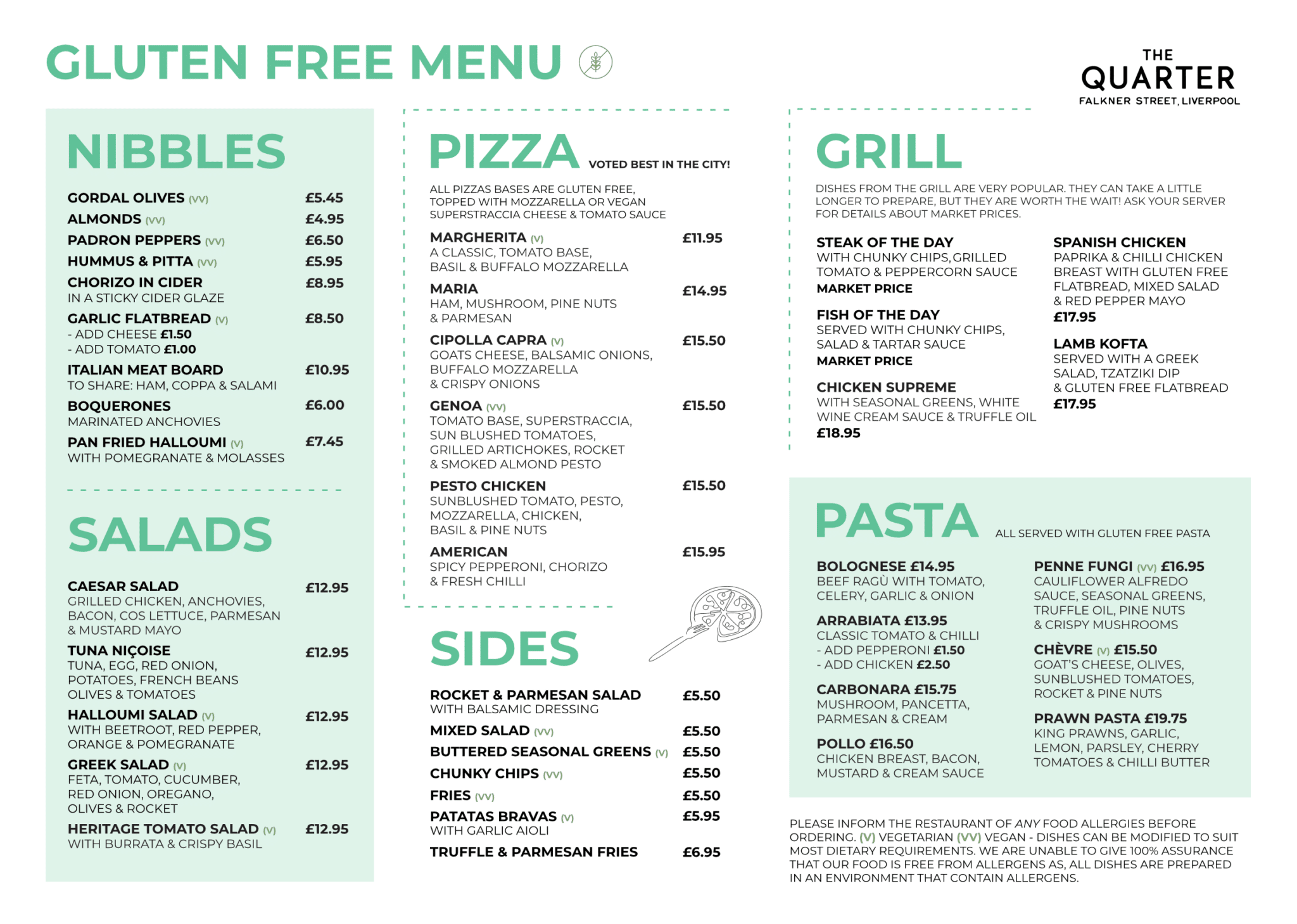 Menu – The Quarter